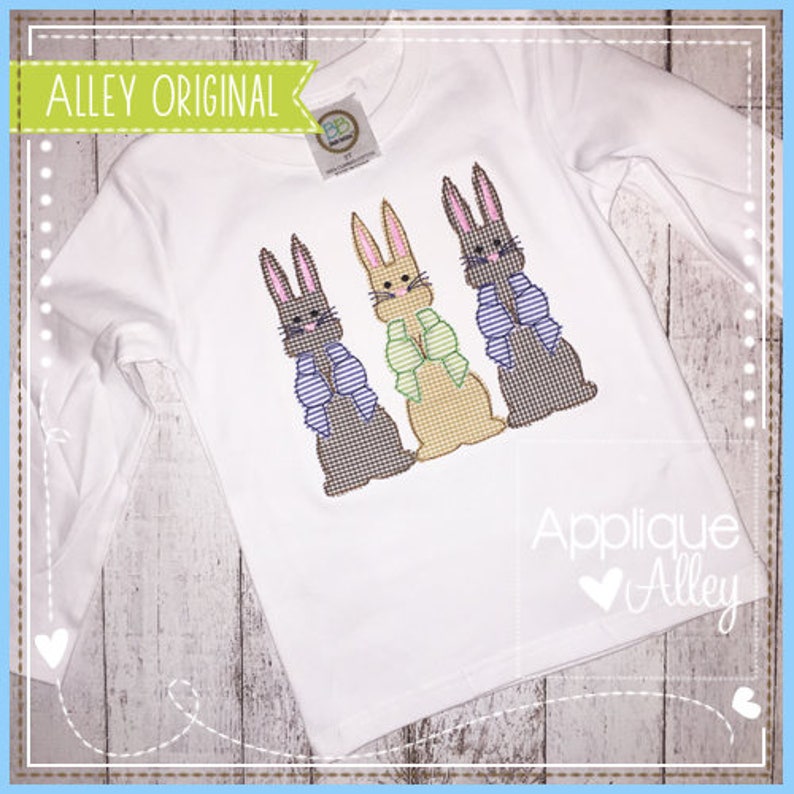 Vintage Sketch Mr Bunny Rabbit Trio Easter Applique Embroidery - Etsy