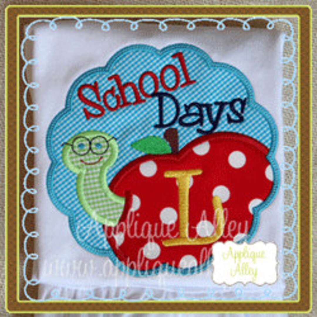 Eugene Worm in Apple Scallop Machine Applique Design Instant Download ...