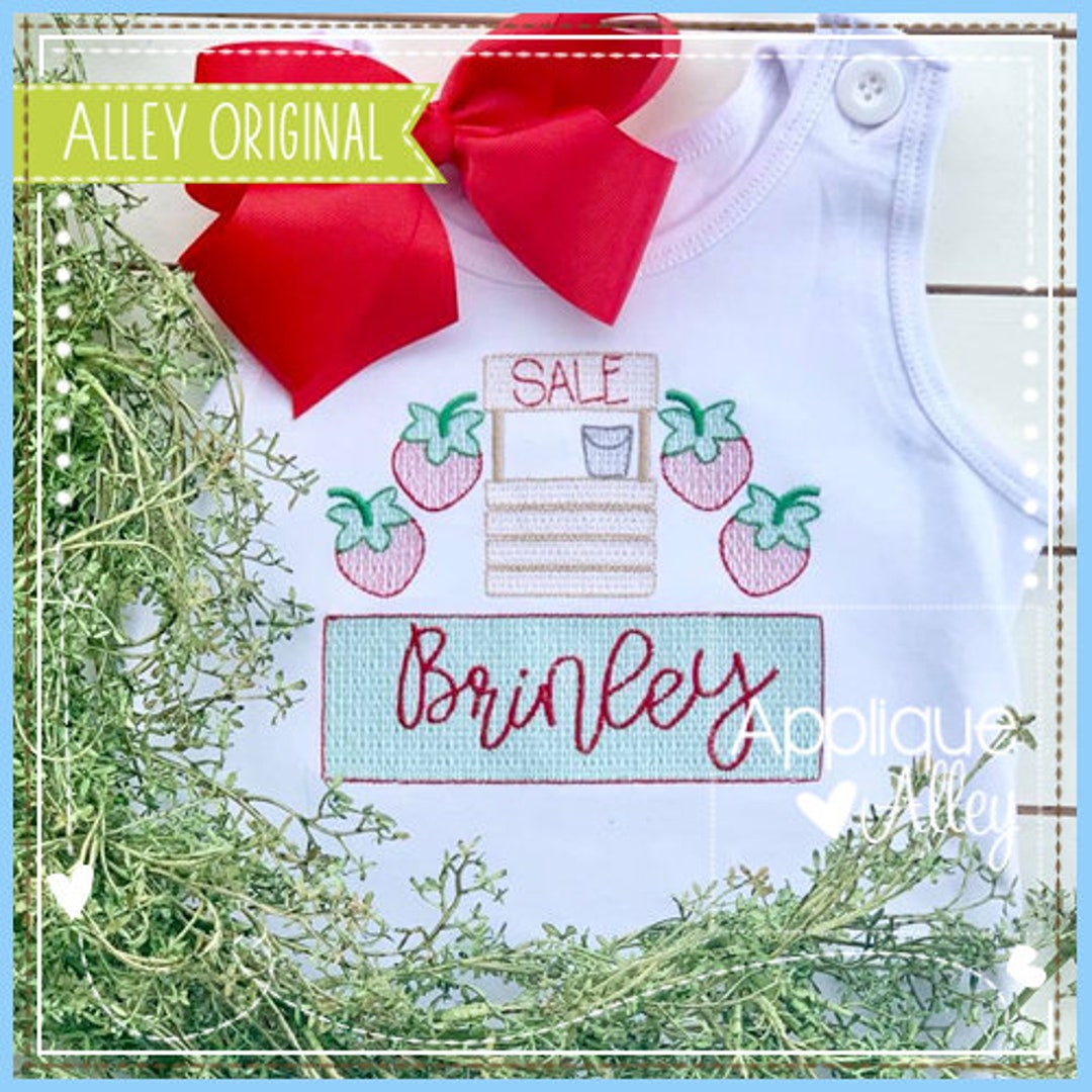 Scratchy Name Strawberries for Sale Stand Embroidery Digital Design - Etsy