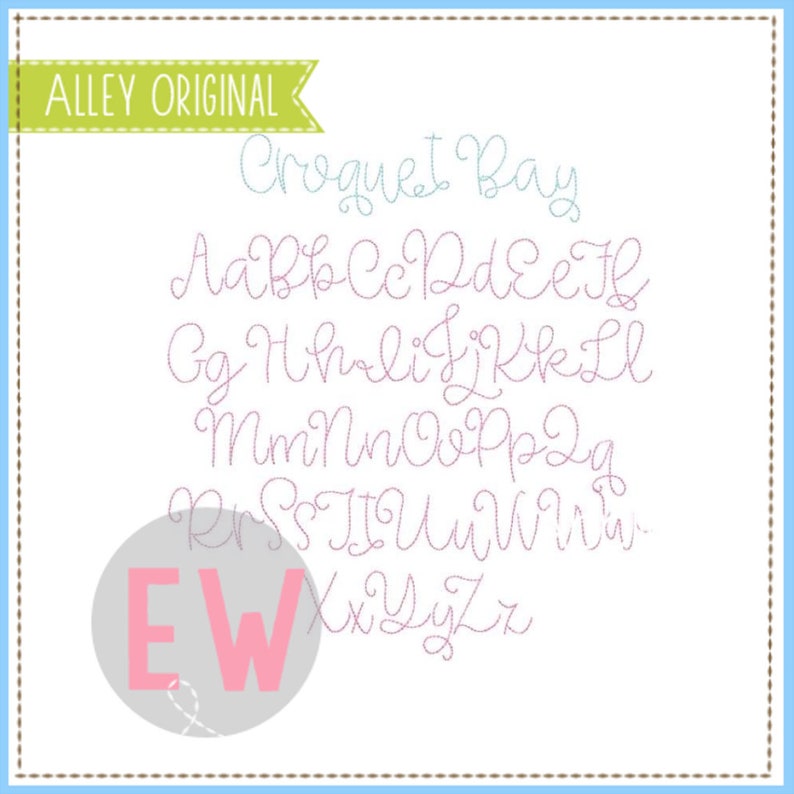 AA Croquet Bay Vintage Embroidery Font - Digital Embroidery Design ...