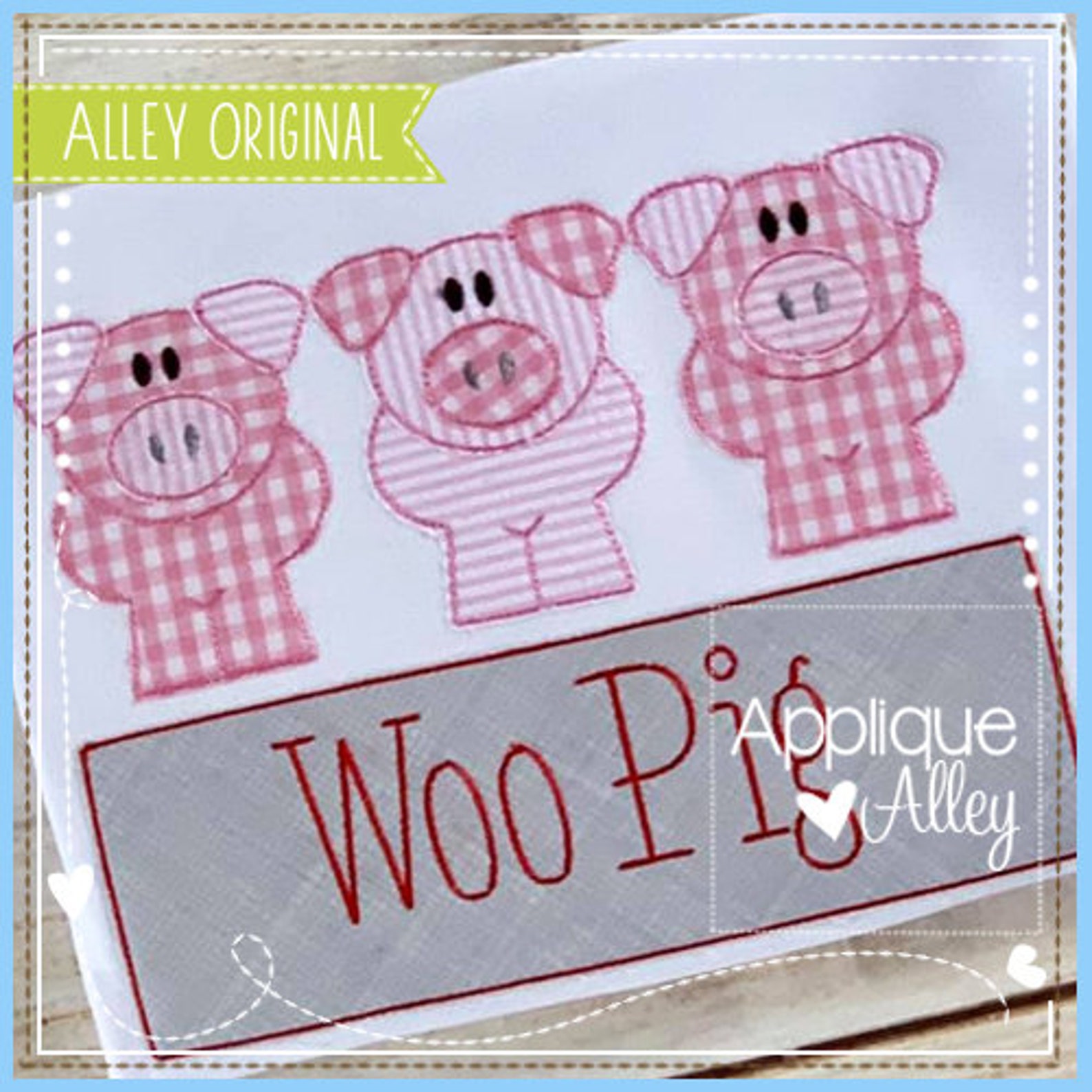 Vintage Name 3 Little Piggly Pigs Digital Applique Embroidery - Etsy