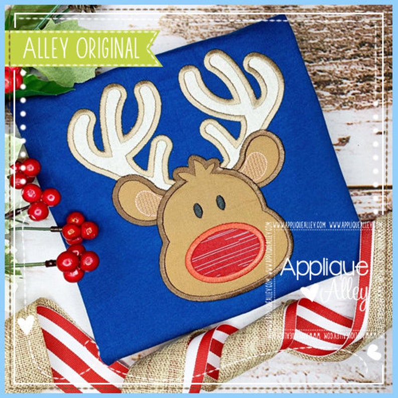 Simple Rudolph Applique and Embroidery File for Embroidery - Etsy