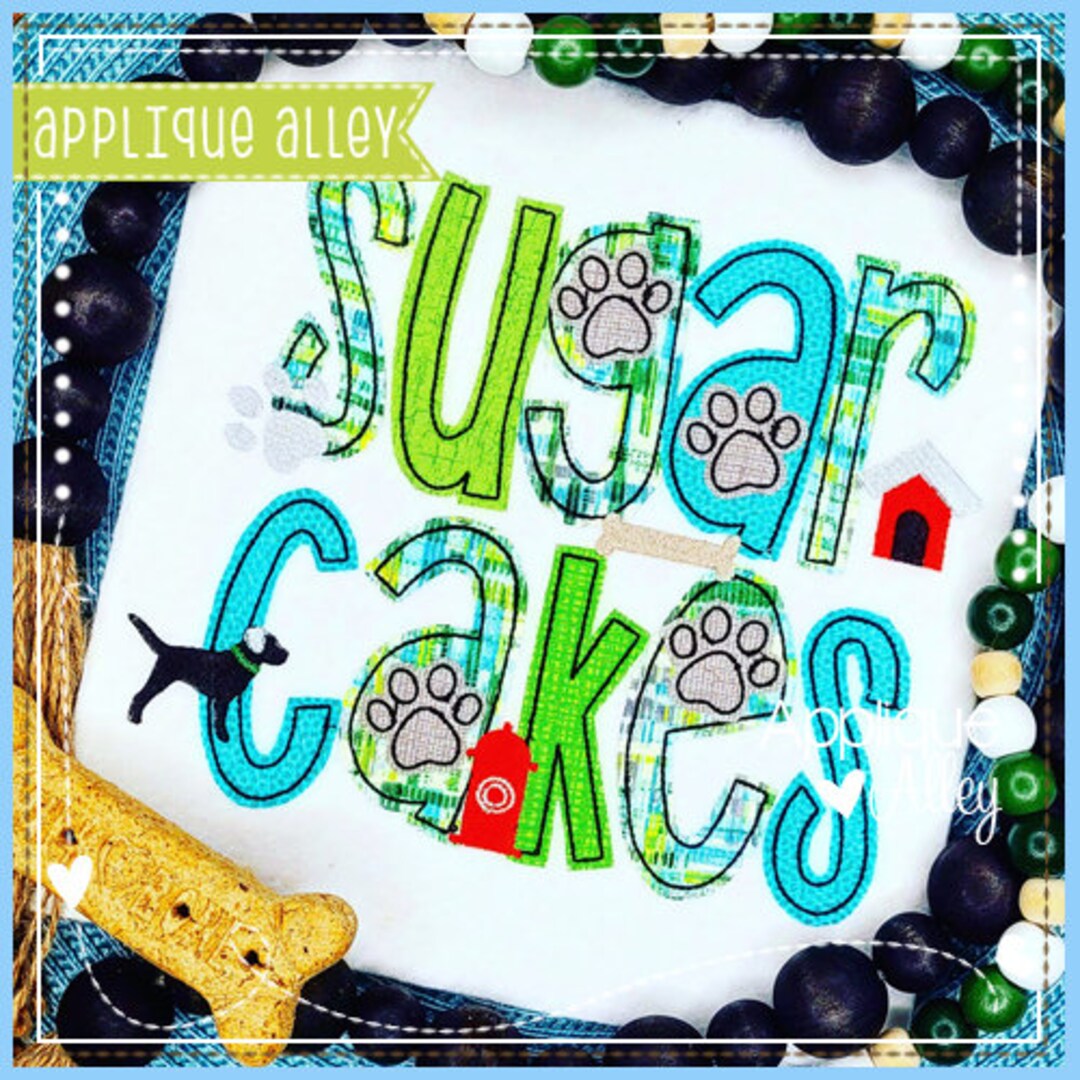 AA Sugar Cakes Paw Print Applique Font Design - Digital Embroidery ...