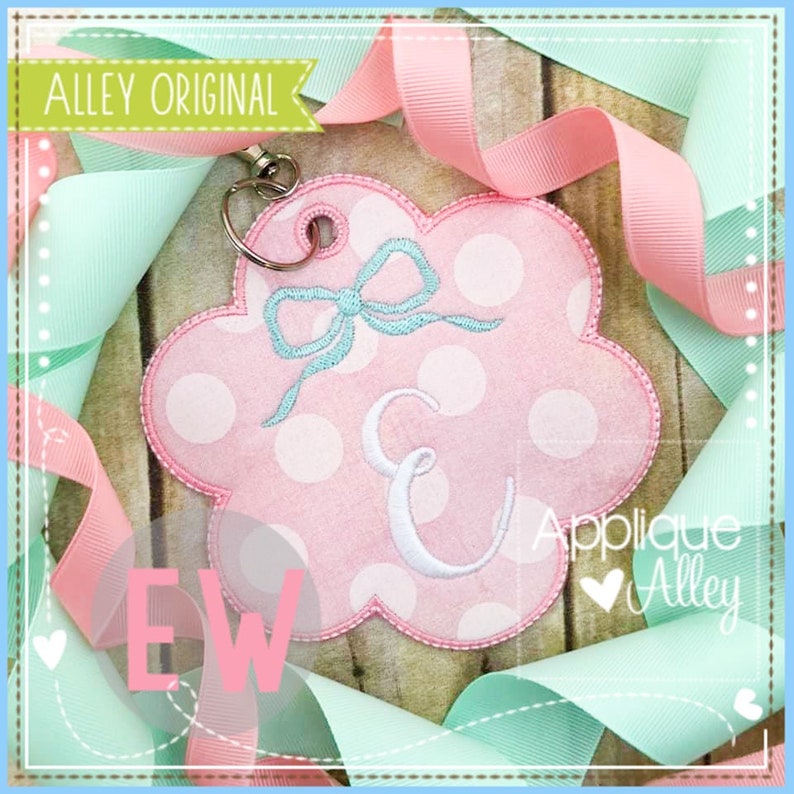 In the Hoop Tinsley Bow Scallop Bag Tag - Embroidery Digital Design - Etsy