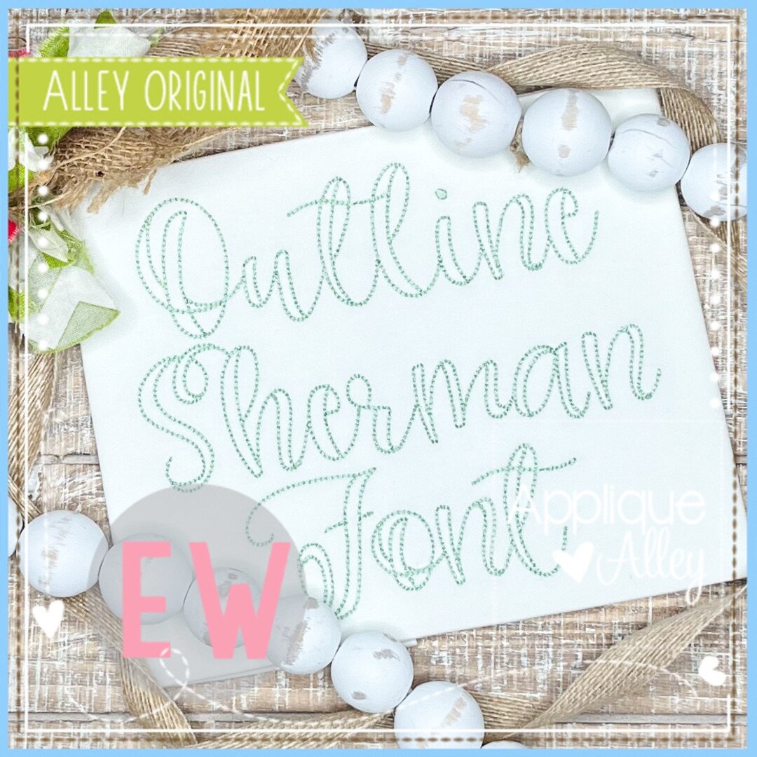 Outline Sherman Font - Embroidery Digital Font Design - AAEW - Etsy