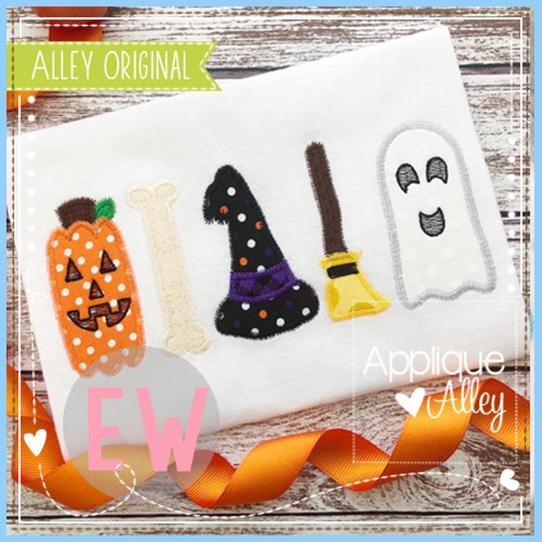 Vintage Satin Halloween Set AAEW_ Quick Stitch applique Embroidery ...