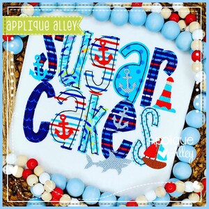 AA Sugar Cake Applique Font Nautical Design - Digital Embroidery Design ...