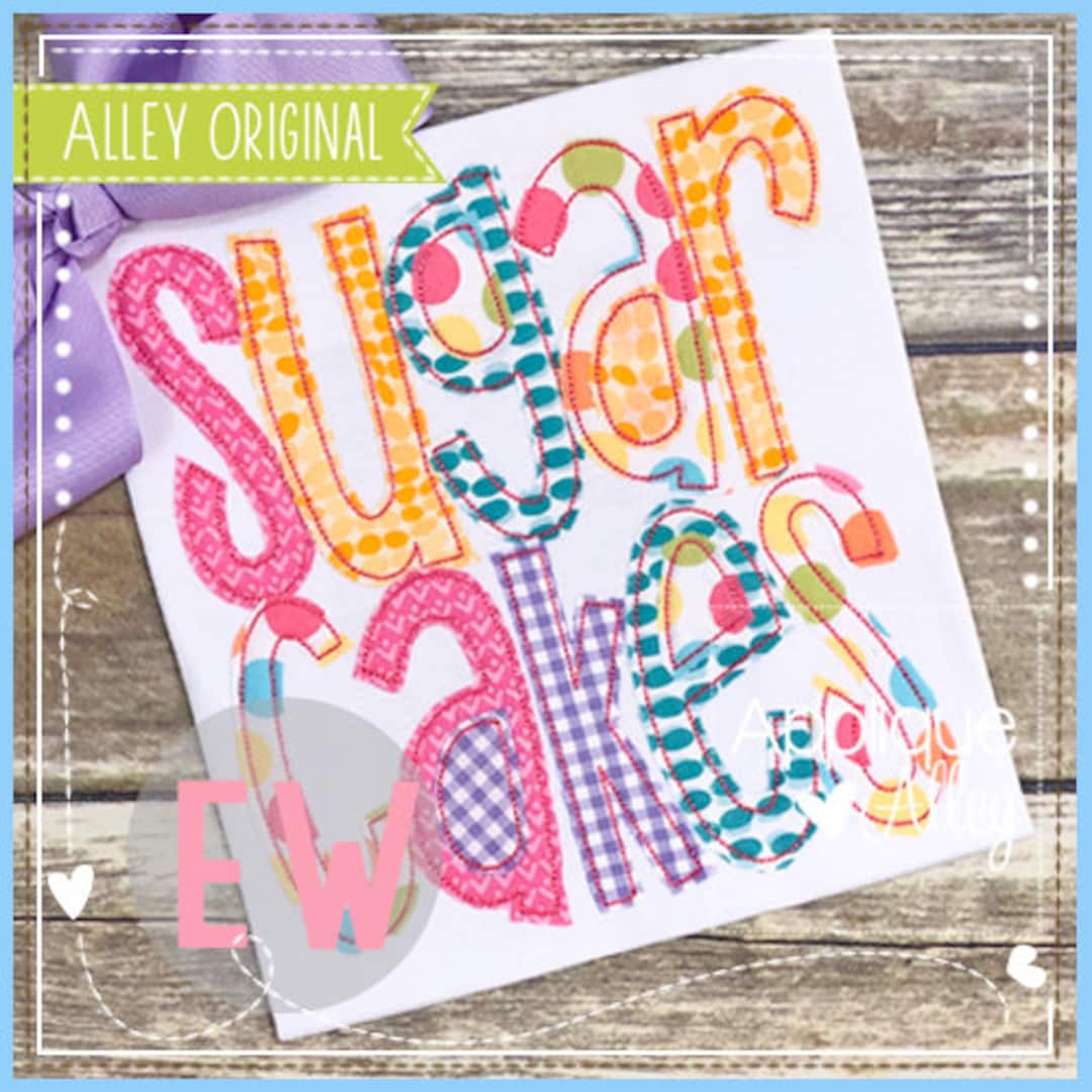Sugar Cakes Vintage Applique Font - Sketch - Quick Stitch - Embroidery ...