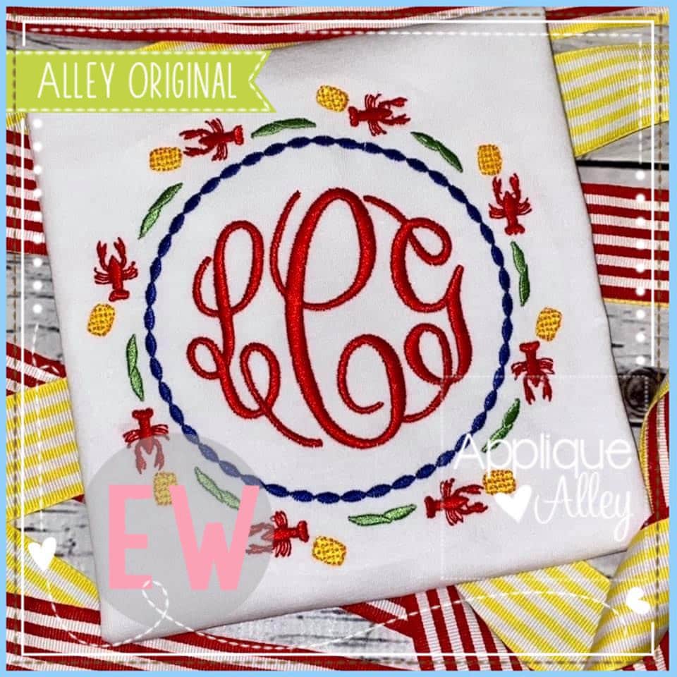 Crawfish Party Beaded Frame for Monograms Embroidery Digital - Etsy