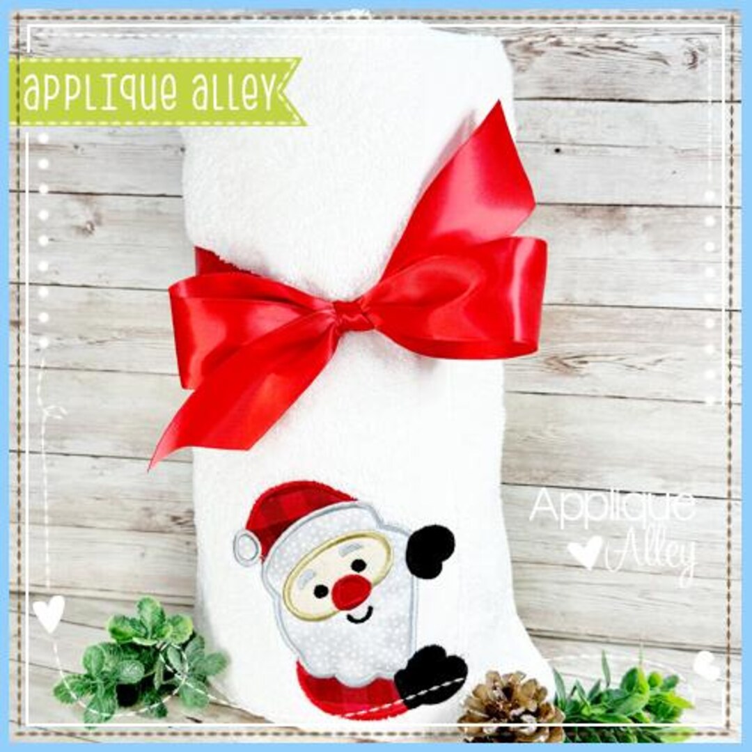 Satin Side Peeker Santa - Digital Embroidery Design - SKU 8352AAEH - Etsy