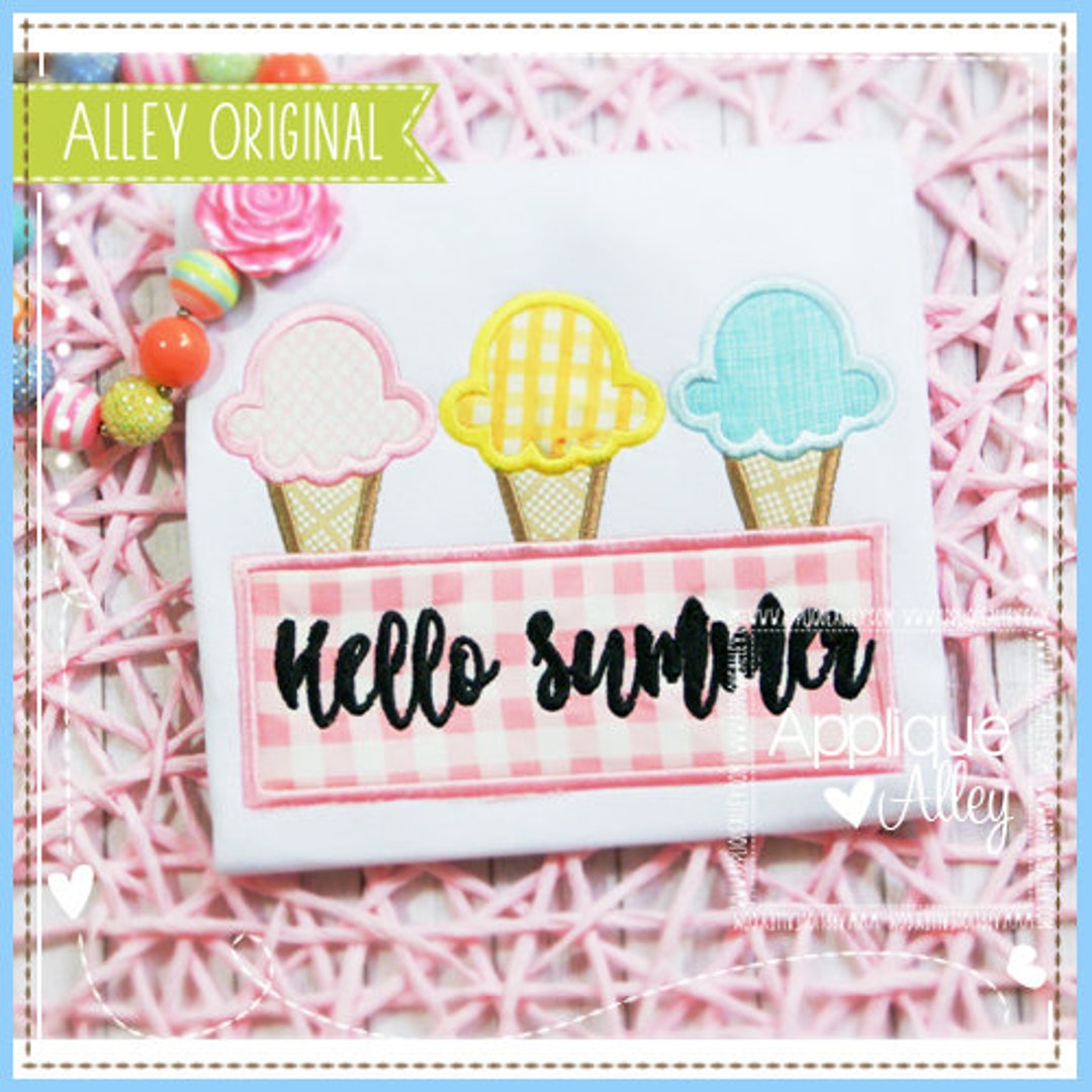 Ice Cream Trio With Name Plate - Digital Embroidery Design - to Use ...