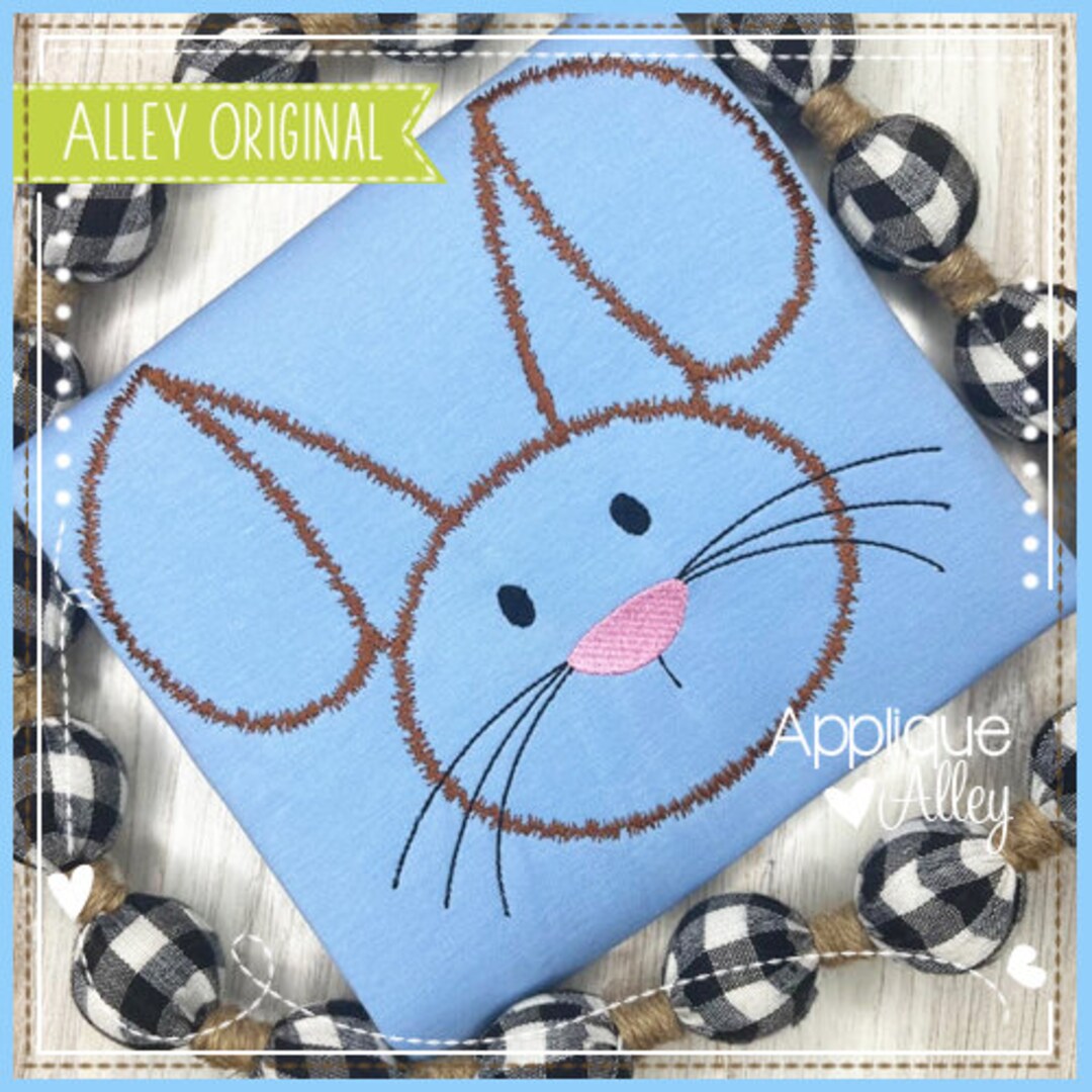 Outline Fuzzy Floppy Bunny - Digital Design for Use With Embroidery ...