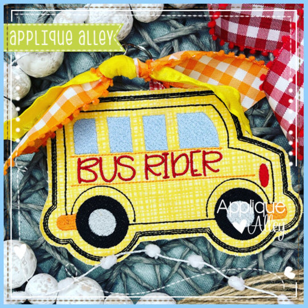 Bag Tag Vintage Bus Rider - Digital Files for Applique and Embroidery ...