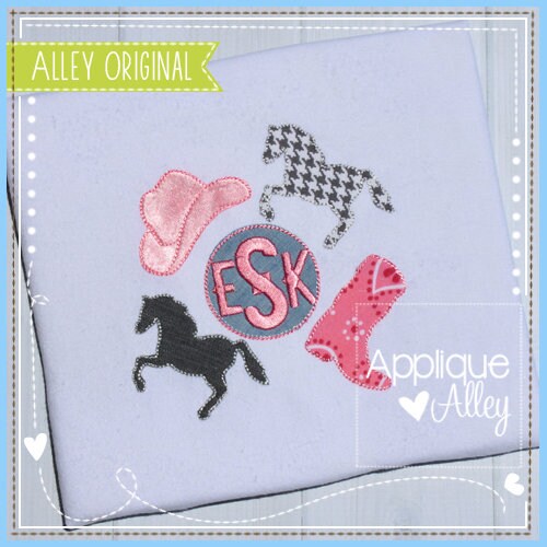 Vintage Cowboy or Cowgirl Western Monogram Frame Applique - Etsy