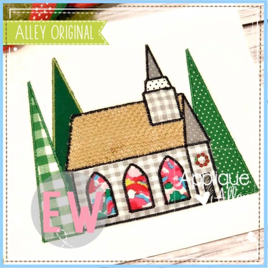 Farmhouse Stitch Woodland Church Applique and Embroidery File for ...