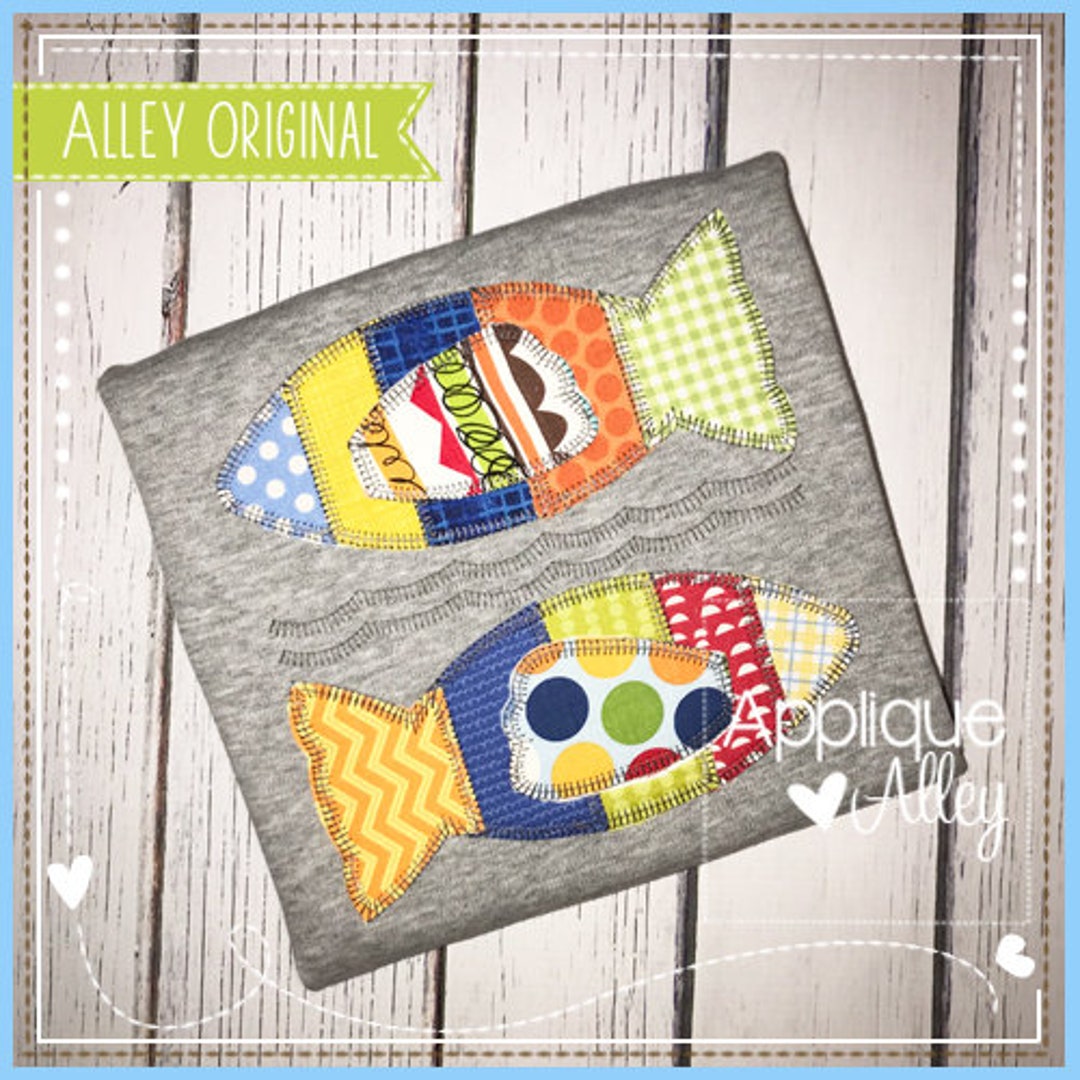 2 Blanket Stitch Multi Fish Sea Fishing Applique Embroidery Digital ...