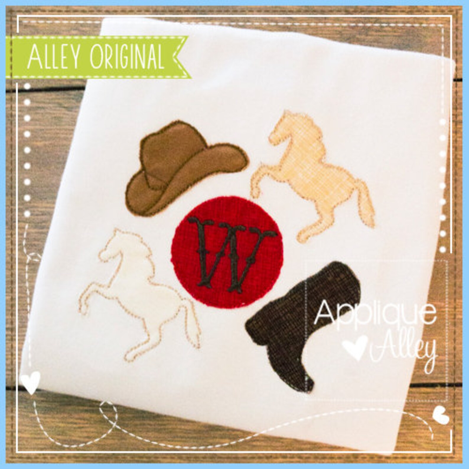 Vintage Cowboy or Cowgirl Western Monogram Frame Applique - Etsy