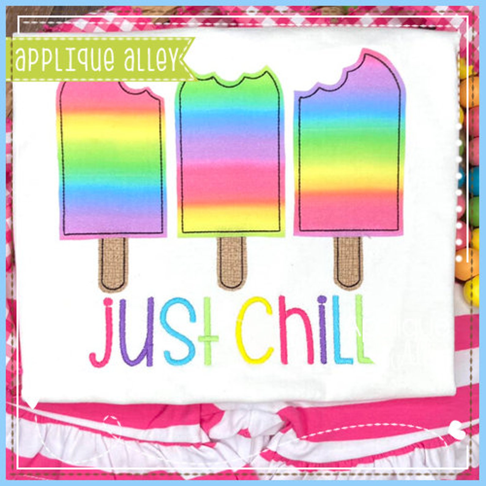 Vintage 3 Bitten Popsicles - Quick Stitch - Embroidery Digital Design ...