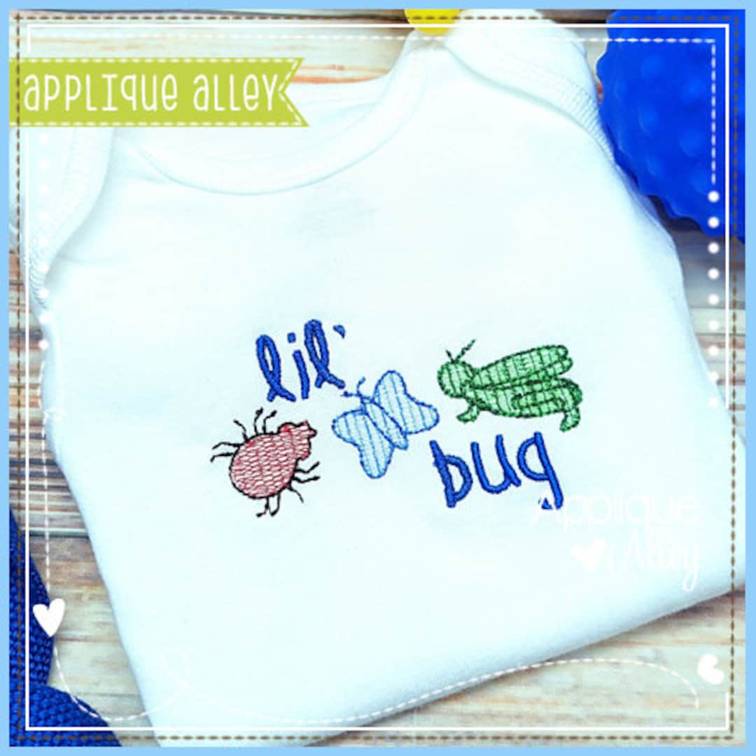 Sketchy Scratchy Three Little Bug Trio - Digital Embroidery/ Applique ...