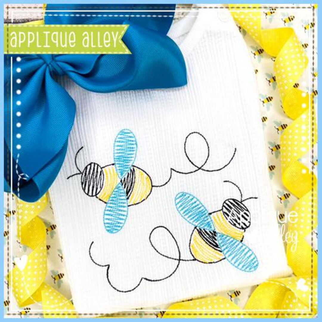 Scribble Flying Bumble Bees - Digital Embroidery Design - SKU8563AAEH ...