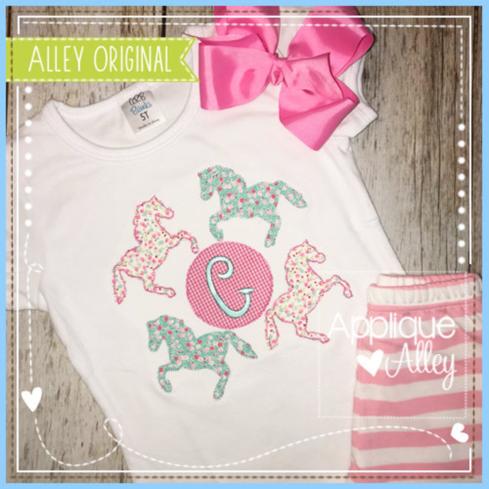 Vintage 4 four Horses Western Monogram Frame Applique - Etsy