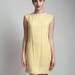 Vintage 60s Shift Mini Dress Yellow Linen Mod Lace Trim Sleeveless XS S ...
