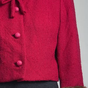 50s Vintage Red Fur Trim Jacket Textured Bucle Raspberry Coat - Etsy