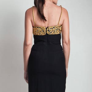 80s Vintage LBD Little Black Dress Gold Macrame Sequined Metallic ...