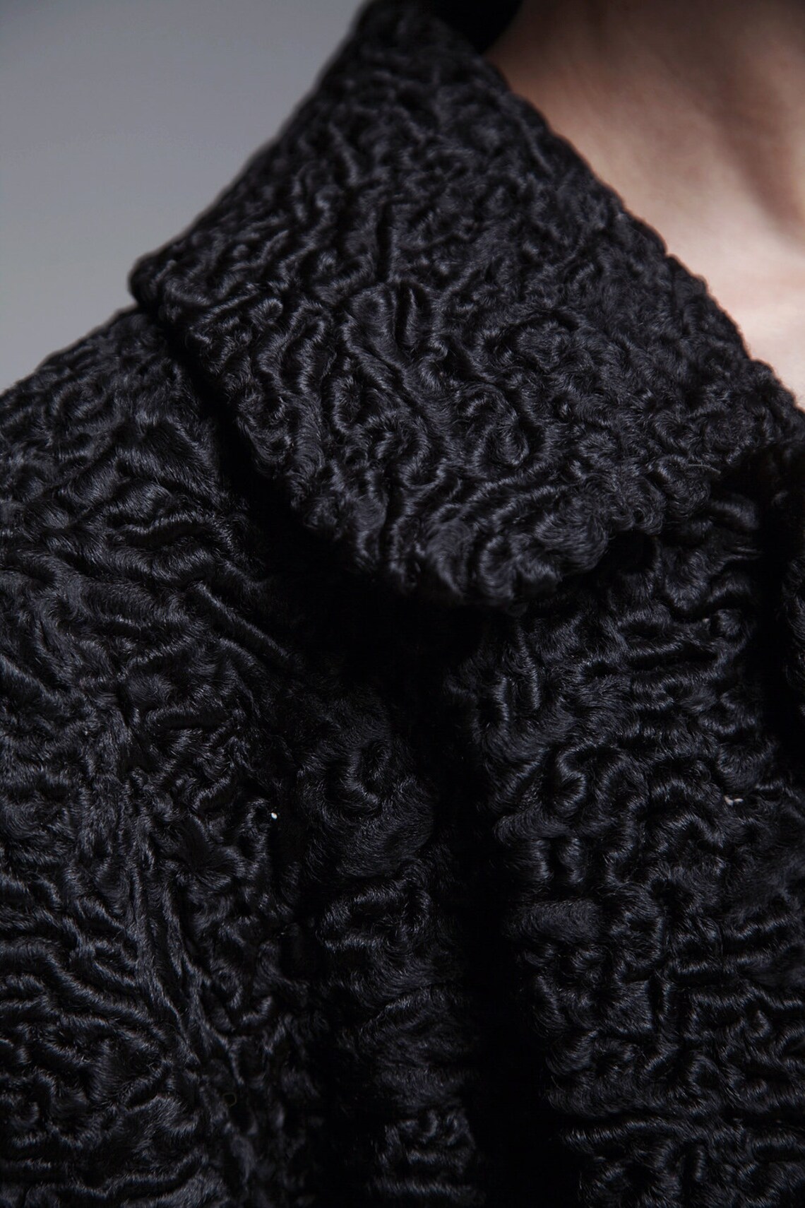 Curly Lamb Wool Fur Coat Jacket Black Vintage 60s MEDIUM LARGE - Etsy