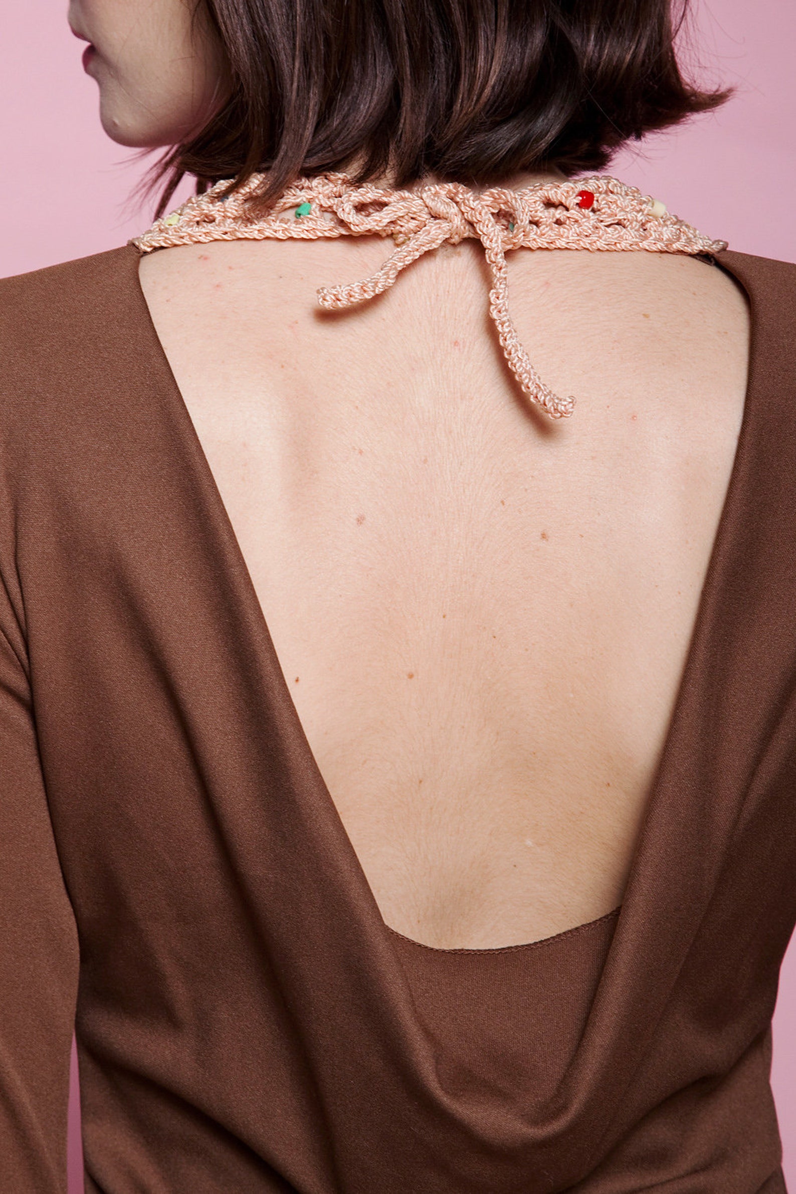 Boho Pant Set Matching Top 2-piece Brown Pantsuit Jumpsuit Cowl Open ...