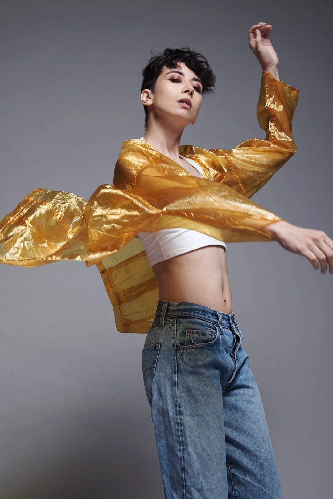 Sheer See Through Shell Bomber Jacket Italian Yellow Shiny Vintage 80s ...