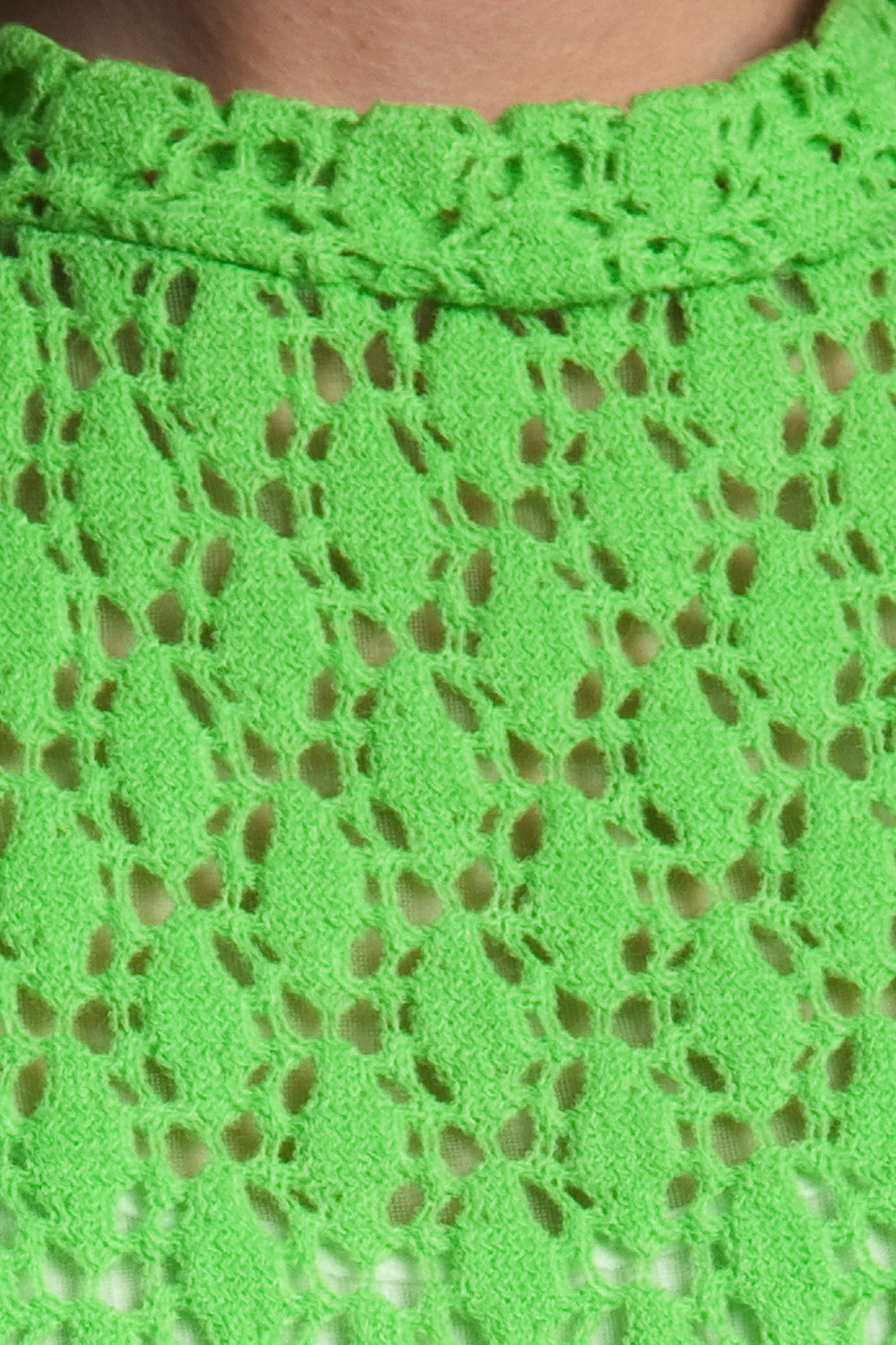 Sleeveless Knit Sweater Top Eyelet Lime Green Pullover High Neck ...