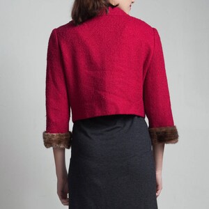 50s Vintage Red Fur Trim Jacket Textured Bucle Raspberry Coat - Etsy