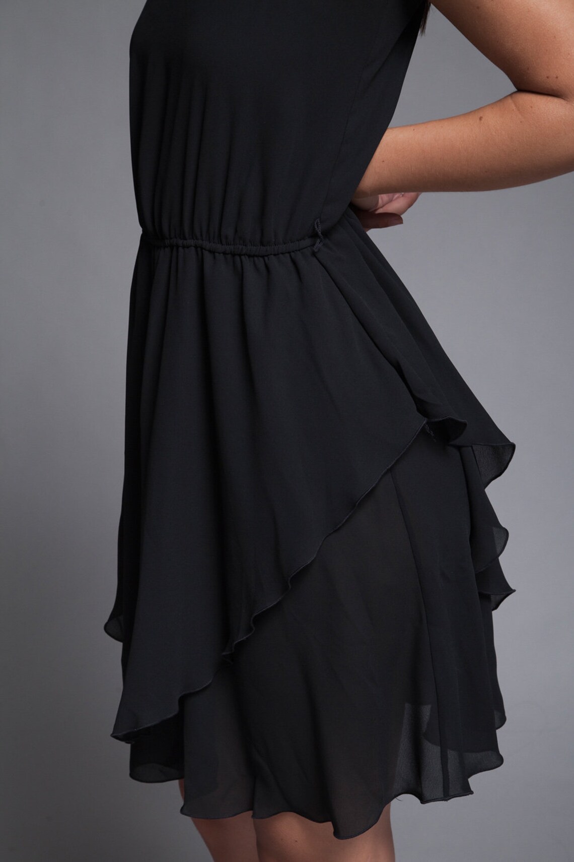 Ruffled Tank Dress Black Sheer Layers Spaghetti Straps Vintage - Etsy