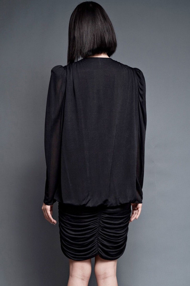 Vintage 80s Dress LBD Mini Little Black Cocktail Party Slinky | Etsy