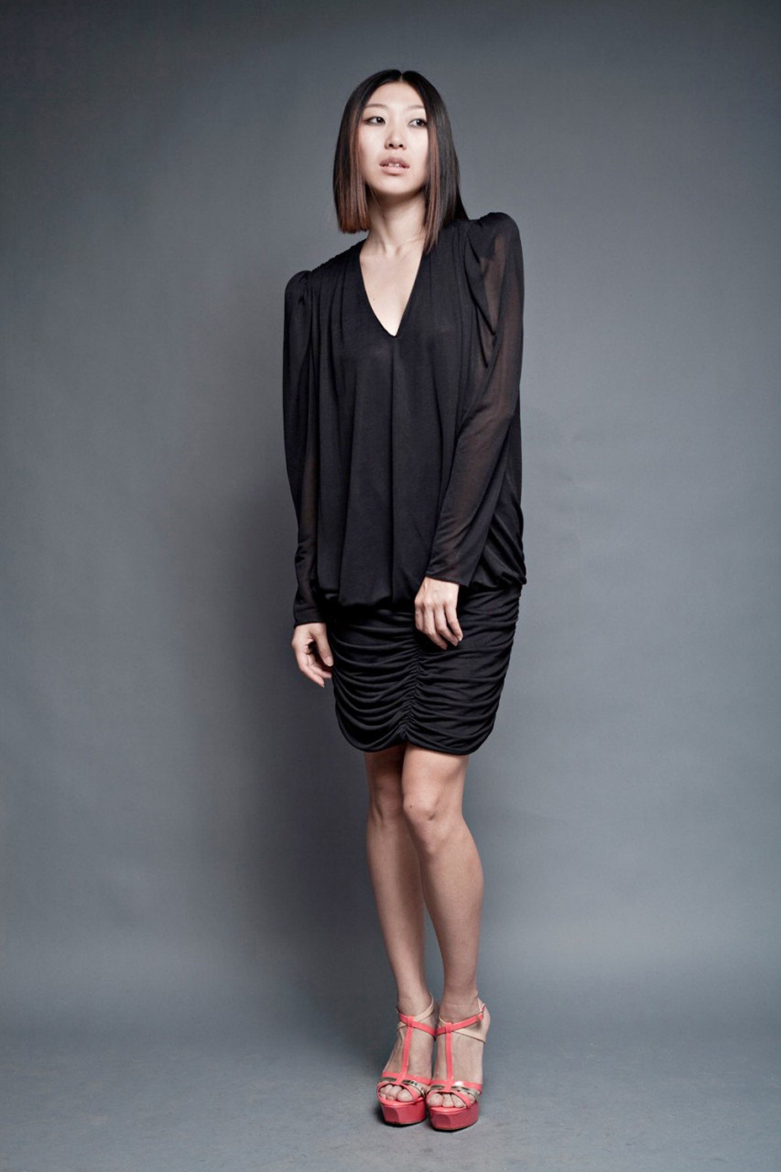 Vintage 80s Dress LBD Mini Little Black Cocktail Party Slinky Sheer ...