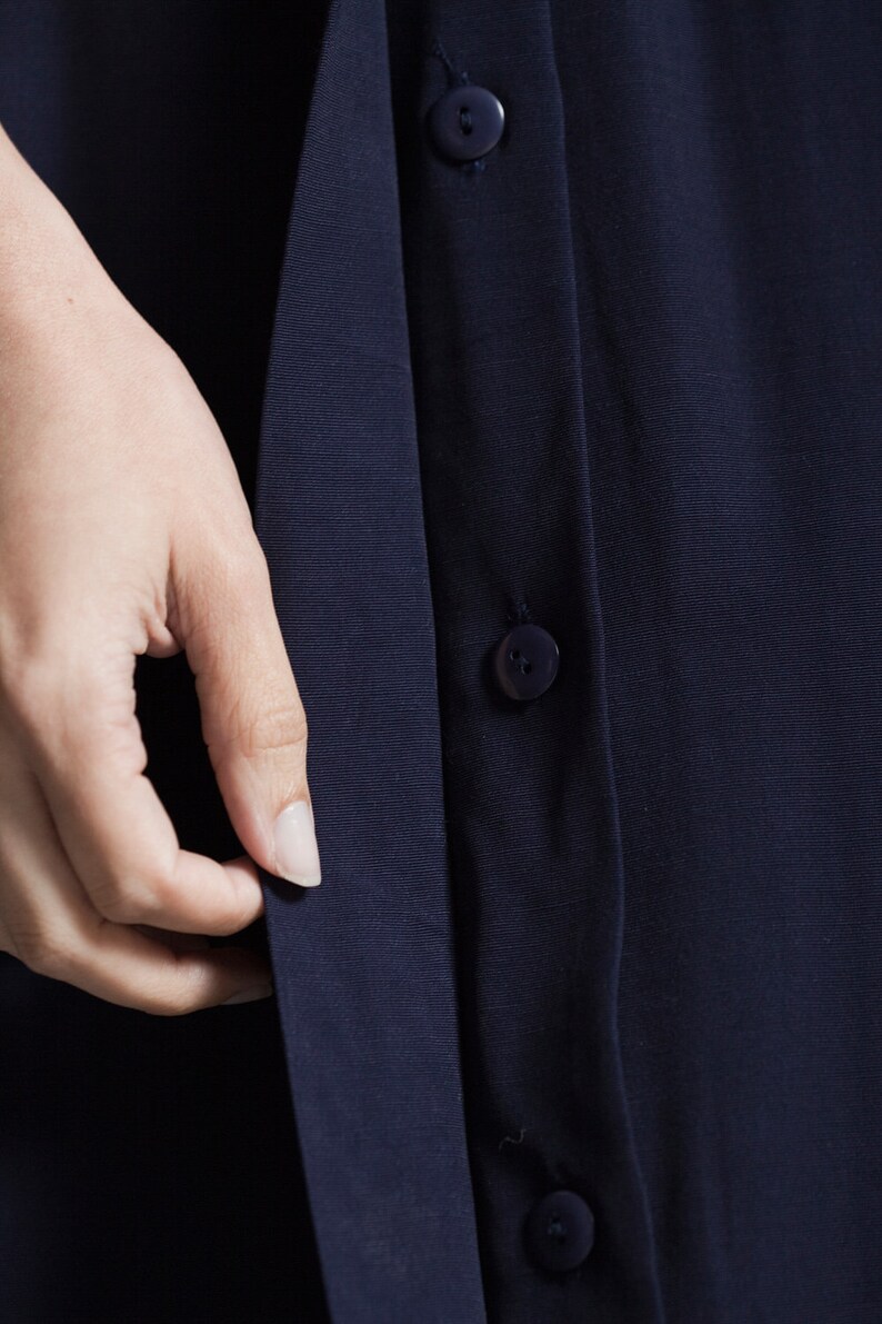 Dickey Dress Day Dress Navy Blue White Secretary Sleeveless Etsy