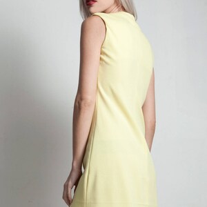 Vintage 70s Micro Mini Shift Dress Yellow Double Knit Sleeveless SMALL ...