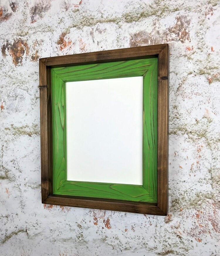 5 X 7 Inch Frame Lime Green Rustic Weathered Stacked and | Etsy