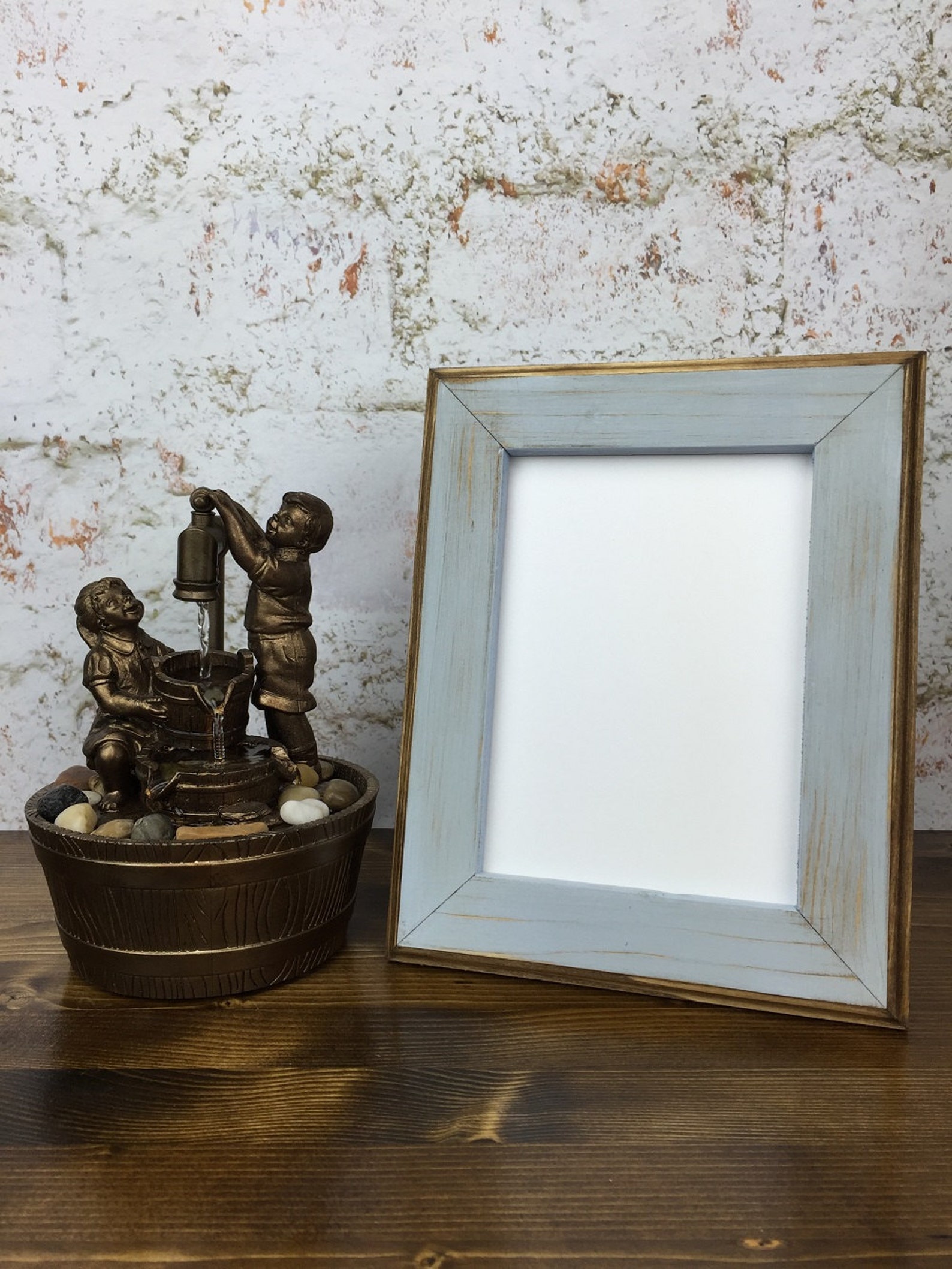 8 X 10 Picture Frame Light Blue Rustic Weathered Style With - Etsy