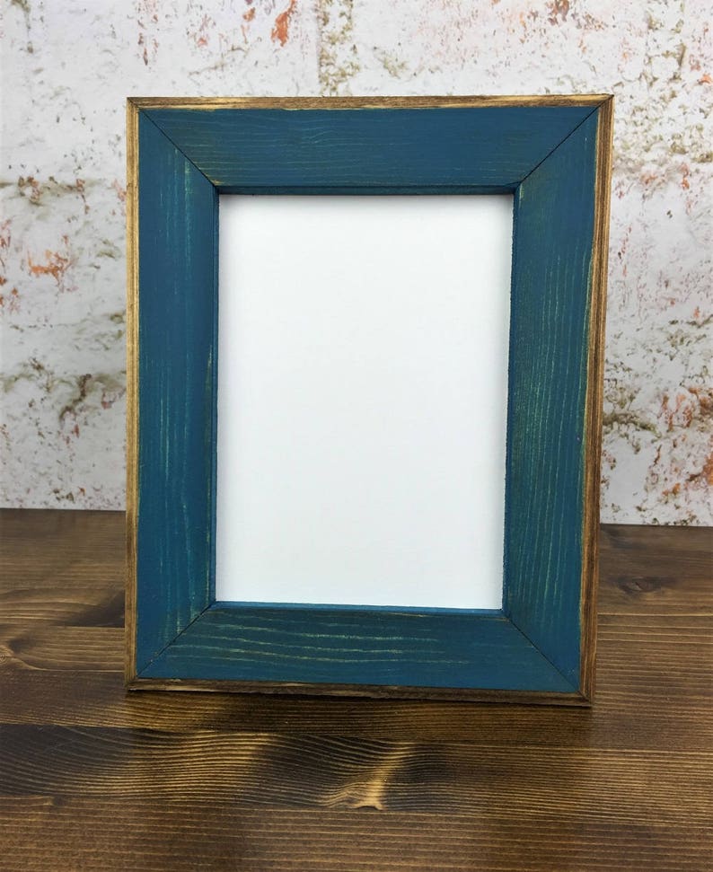 4 X 6 Wood Picture Frame Teal Rustic Weathered Style - Etsy