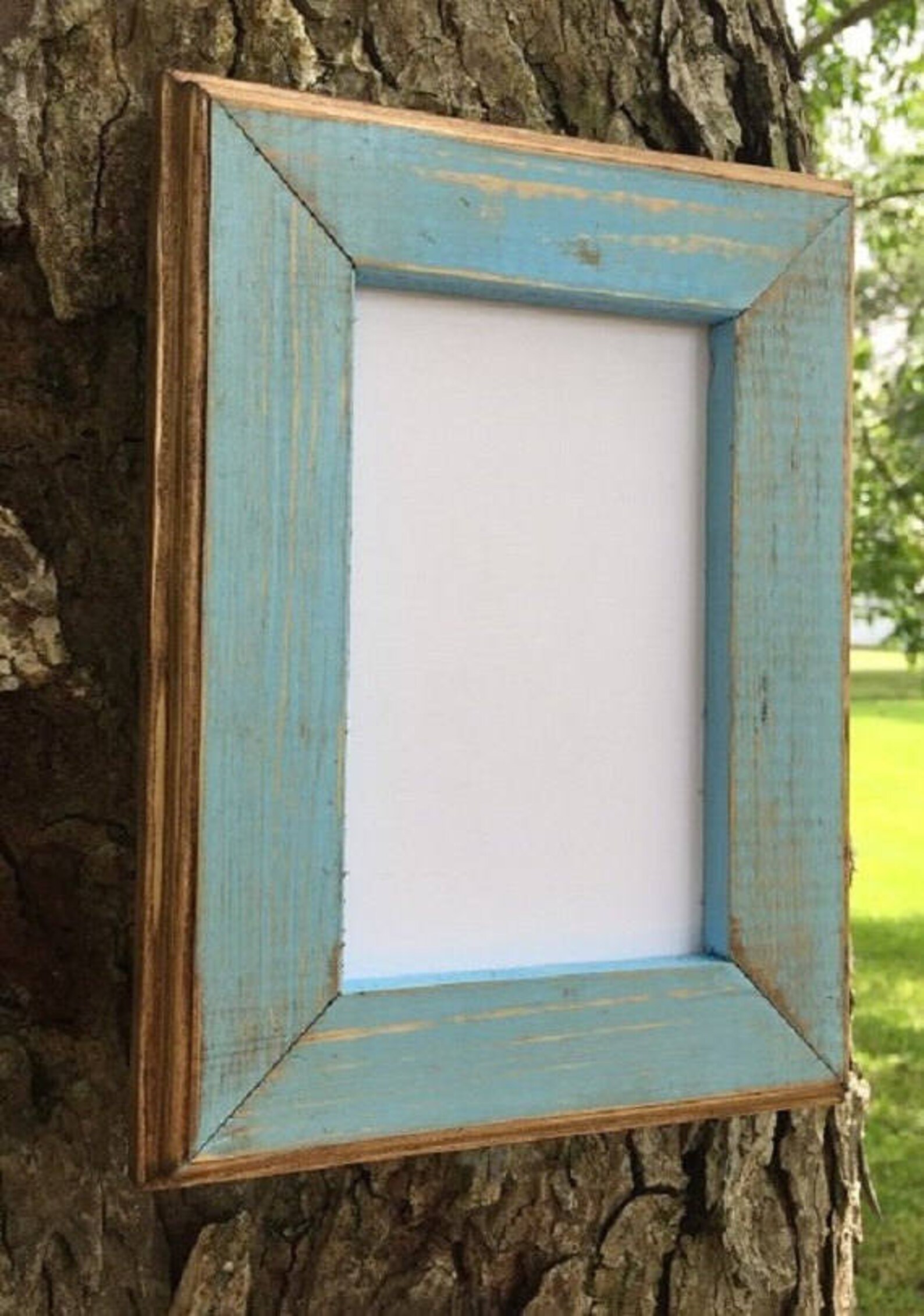 5 X 7 Wood Picture Frame Baby Blue Rustic Weathered With - Etsy