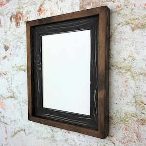 8.5 X 11" Black Weathered Picture Frame, Wooden Frame, Stacked and ...