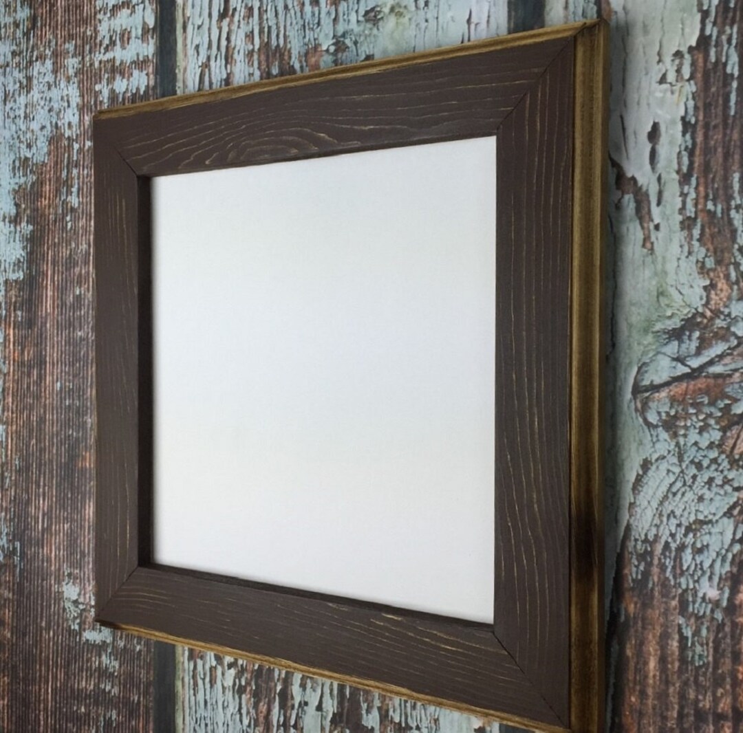Rustic 8x8 Picture Frame: Weathered Brown With Routed Edges - Etsy