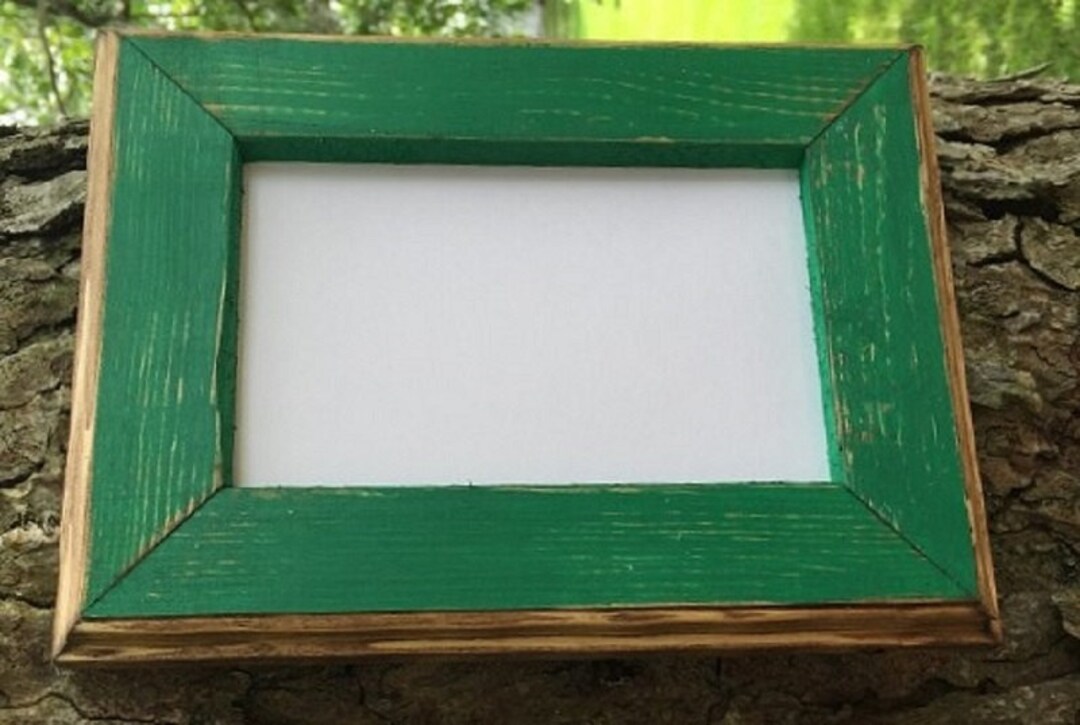 8 X 8 Inch Picture Frame Green Rustic Weathered Style Stained - Etsy