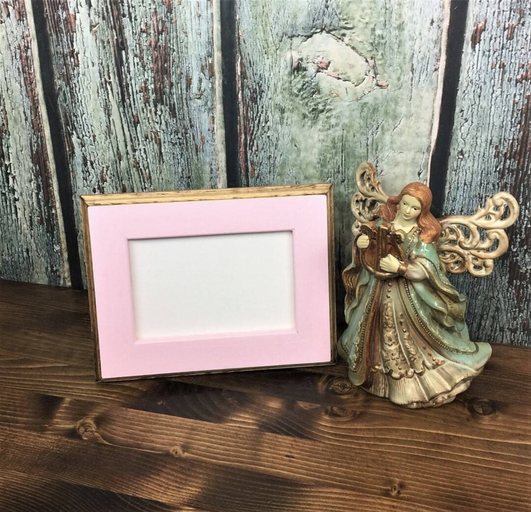4 X 6 Wood Picture Frame, Pink Solid Finish With Routed Edges, Rustic ...