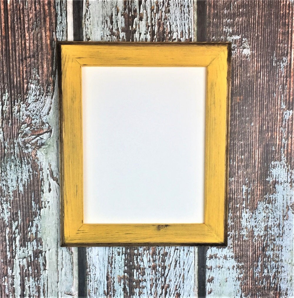 8 x 10 Picture Frame Yellow Rustic Weathered Style With | Etsy
