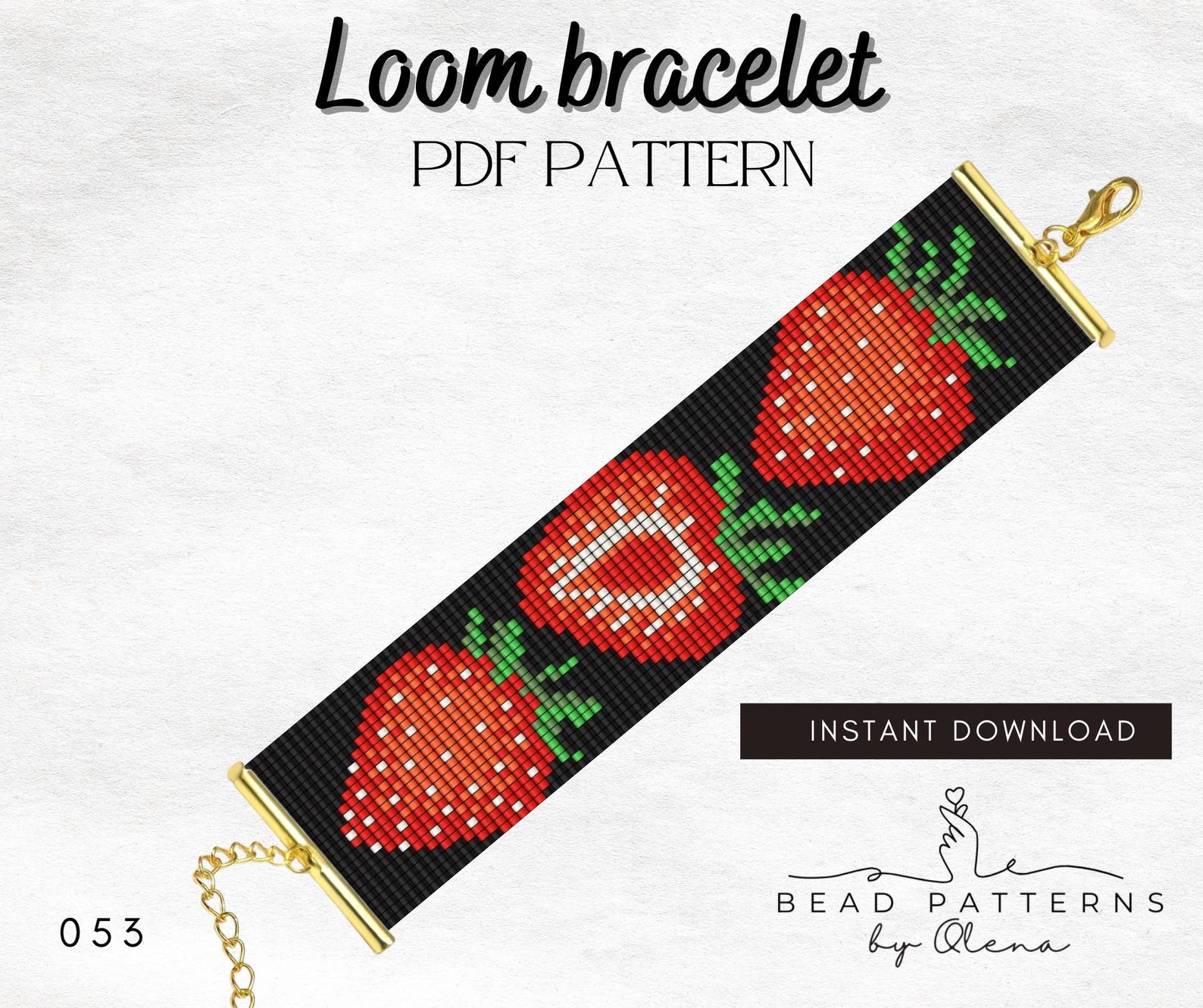 Strawberry Bracelet Bead Pattern, Loom & Peyote Design, Cute Fruit ...