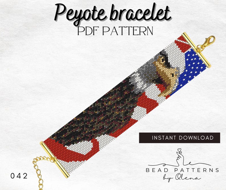 Bald Eagle Bead Bracelet Pattern – Loom & Peyote Design With American ...