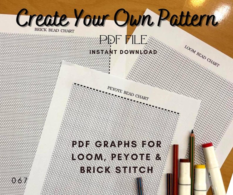 Graph Paper Template, Set of 3 Templates for Beading Loom Peyote Brick ...